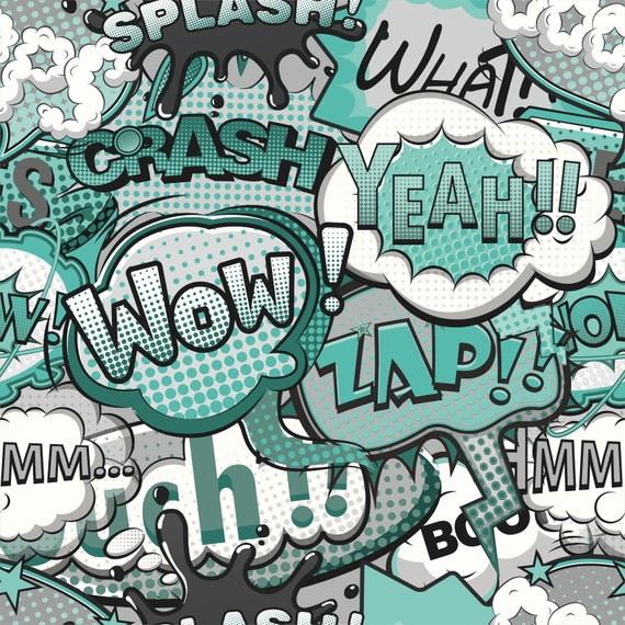 Baumwollstoff Comic Mint BA024 Stoff Meterware Baumwolle zum | Etsy