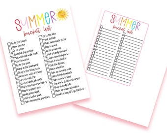 Summer Printable Bucket List & Activity Page Kindergarten Elementary ...