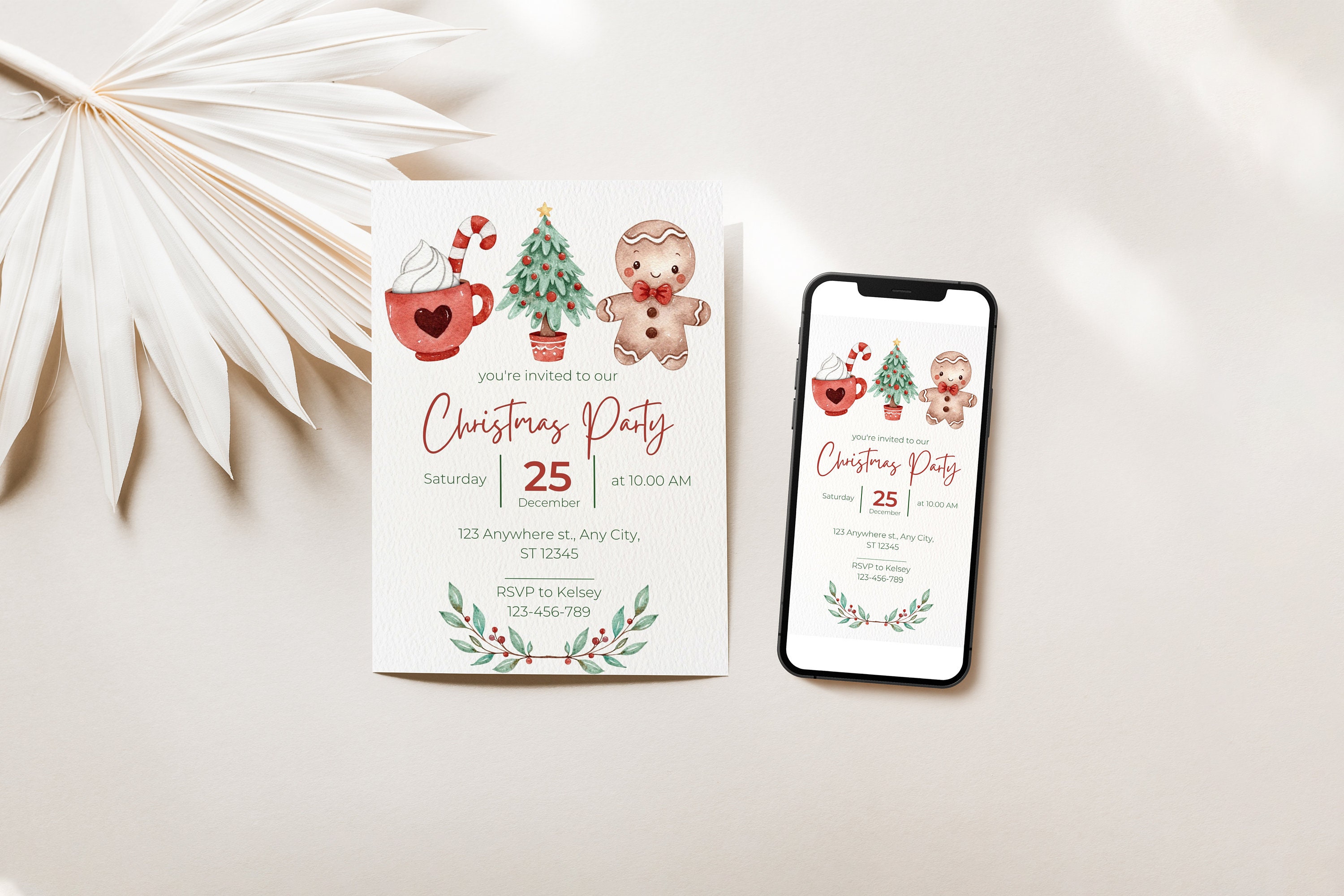 Christmas Party Invitation Template- Customizable Christmas Invite ...