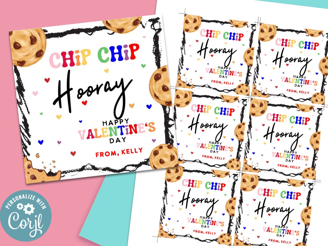 Valentines Day Tags Chip Chip Hooray Cookie Tags Valentines Cookie Tags ...