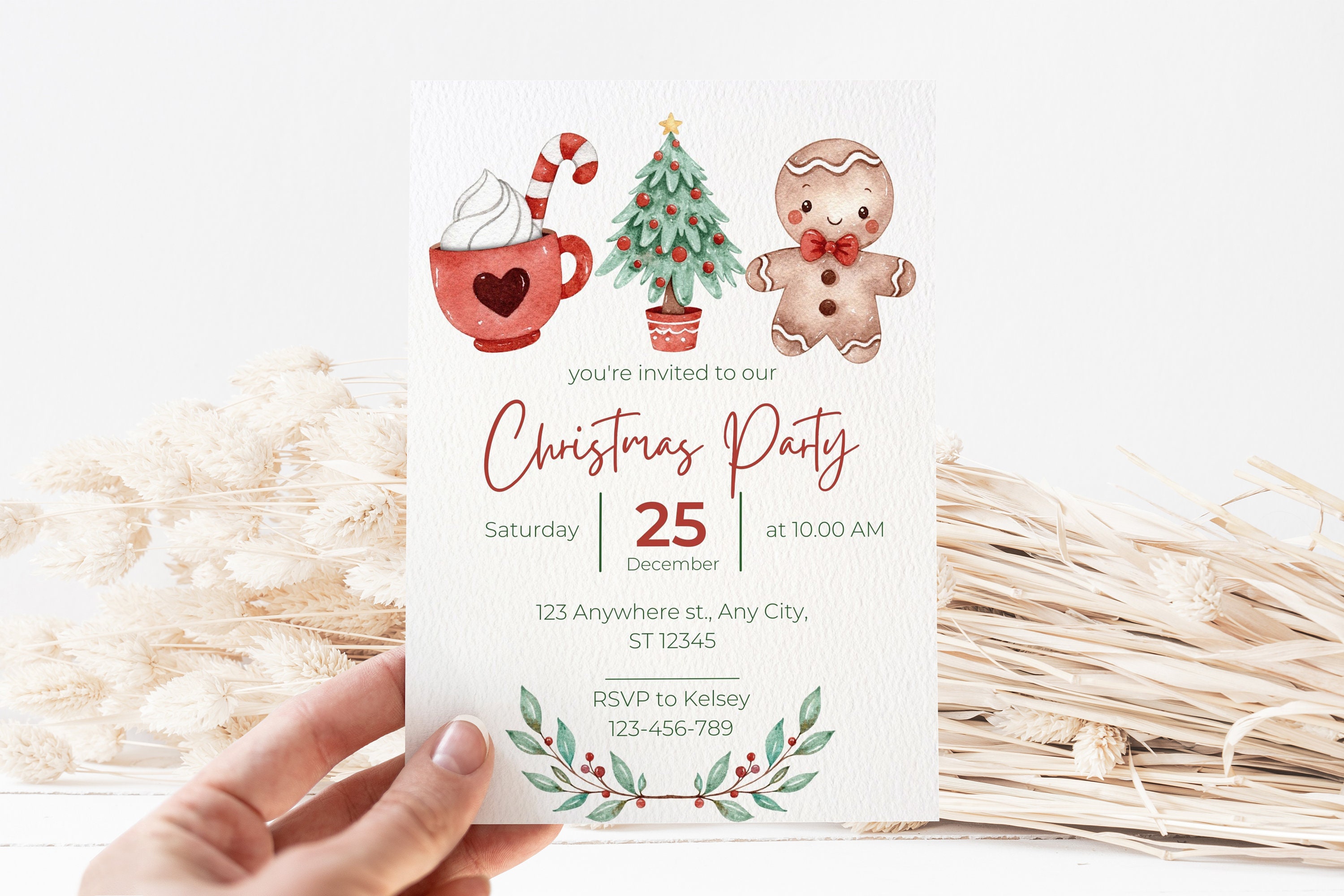 Christmas Party Invitation Template Customizable Christmas Invite ...