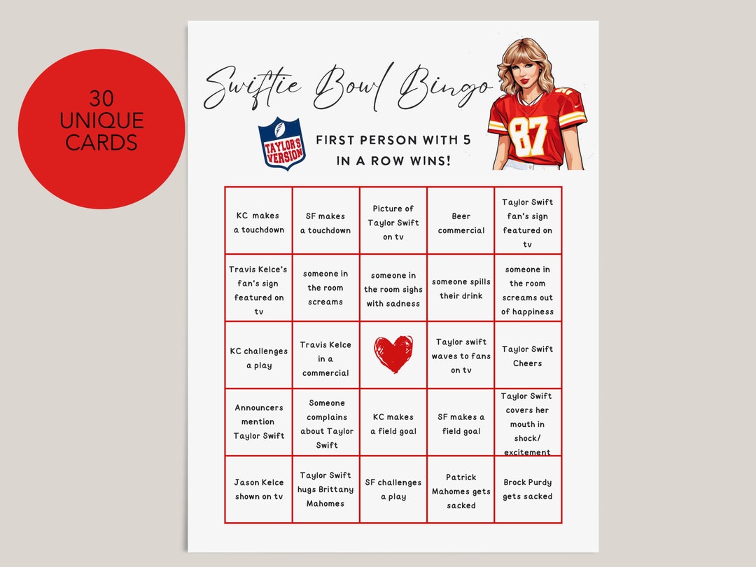 Taylor Swift Swiftie Bowl Bingo Swiftiebowl Party T Swift Party Pack ...