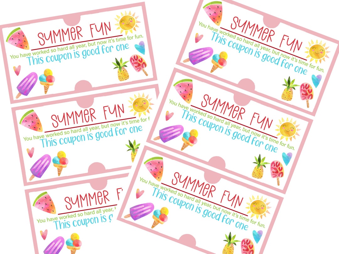 Summer Coupons End of School Year Vacation - Etsy