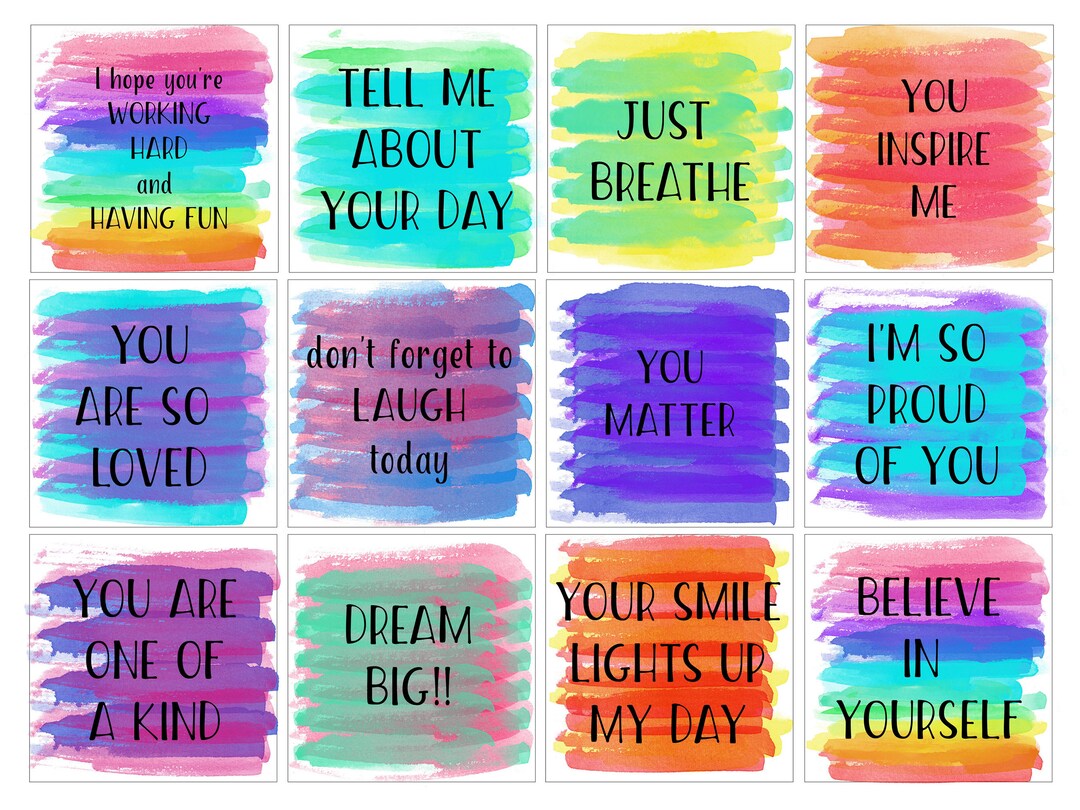 Lunch Box Notes Printable Positivity Notes Back to School - Etsy
