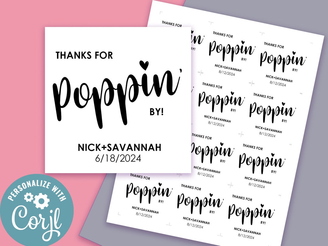 Printable Thanks for Poppin By Popcorn Tag Editable Tag - Etsy