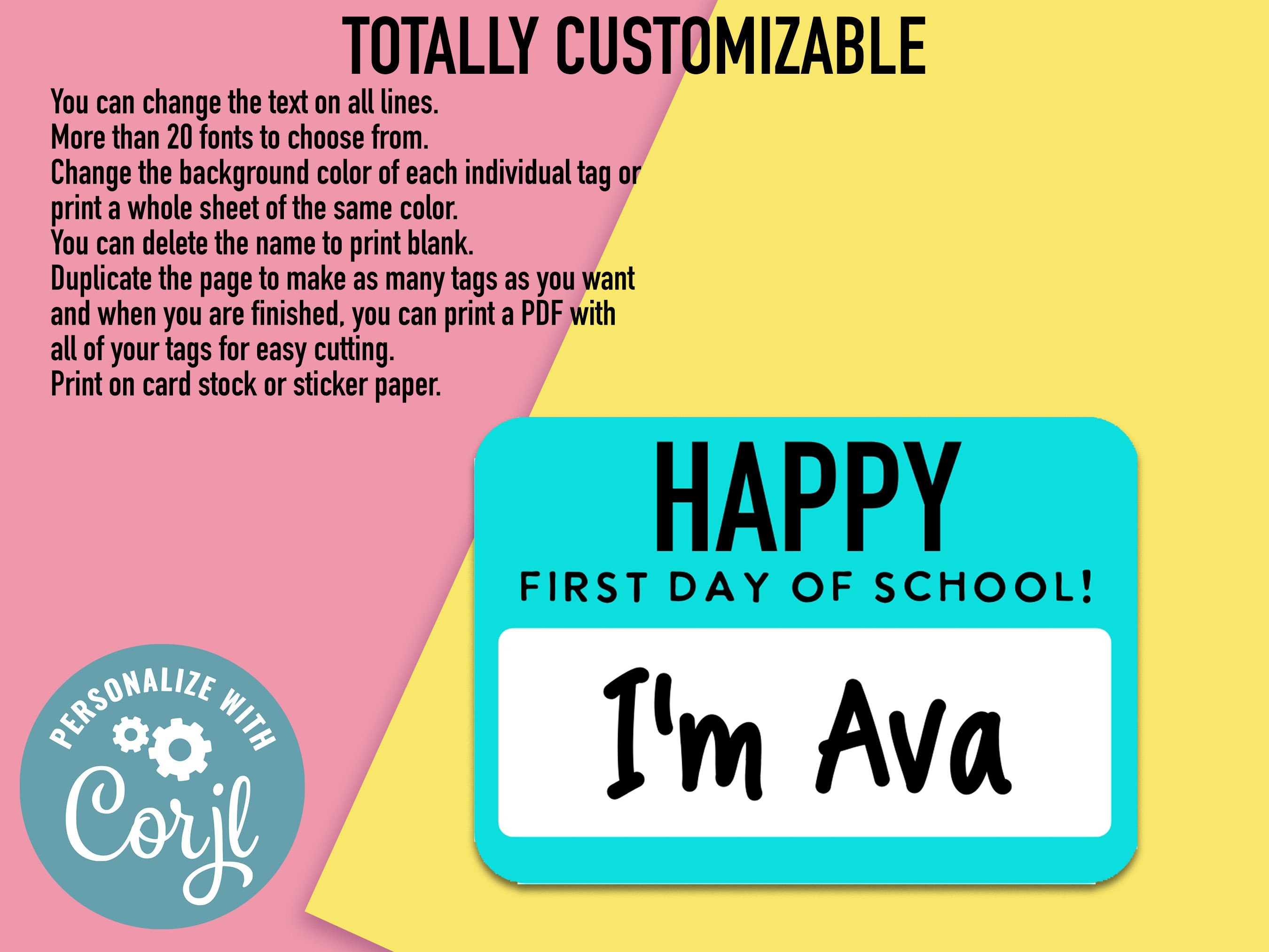 Back to School Name Tags-printable Name Tags-first Day of - Etsy