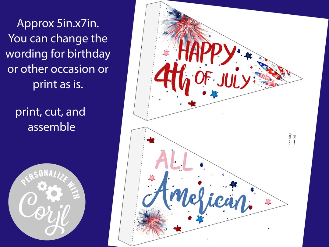 4th of July Pennant Flags-4th of July Birthday Flag - Etsy