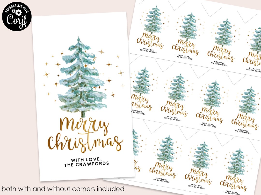 Merry Christmas Gift Tags, Gold Christmas Tag, Cute Christmas Tag ...