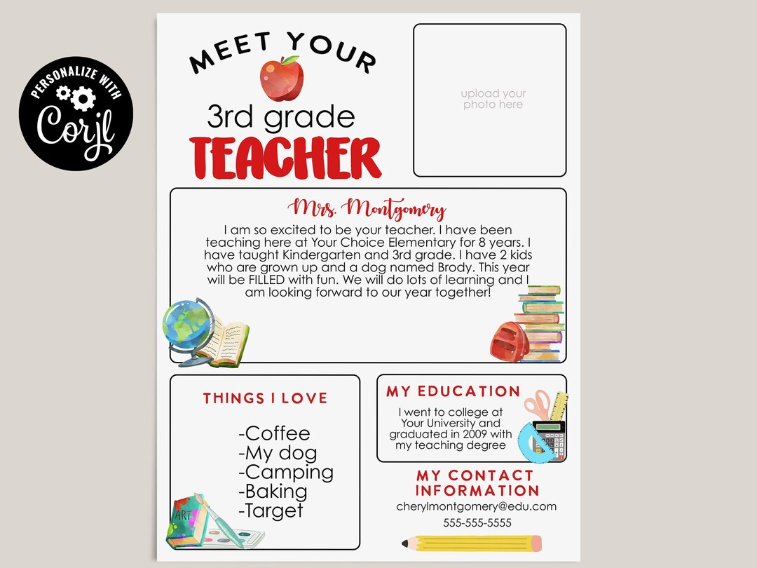 Printable All About Your Teacher-teacher About Me - Etsy