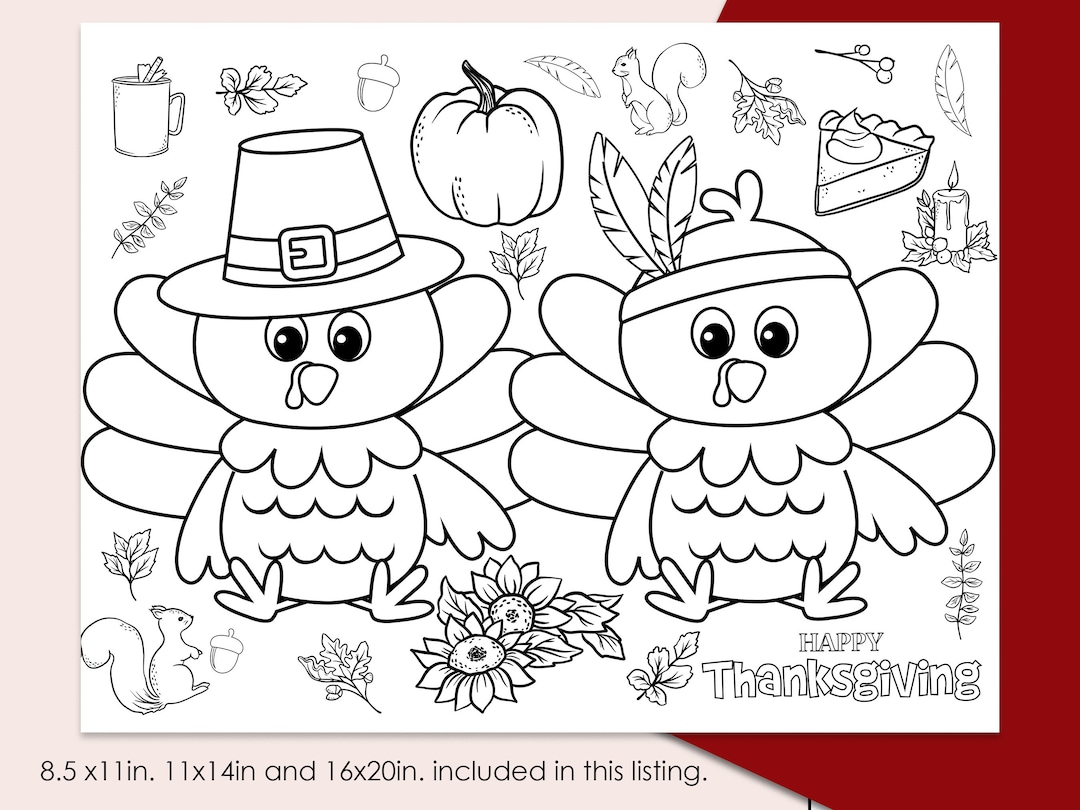 Thanksgiving Coloring Sheet Thanksgiving Place Mat Turkey Coloring Page ...