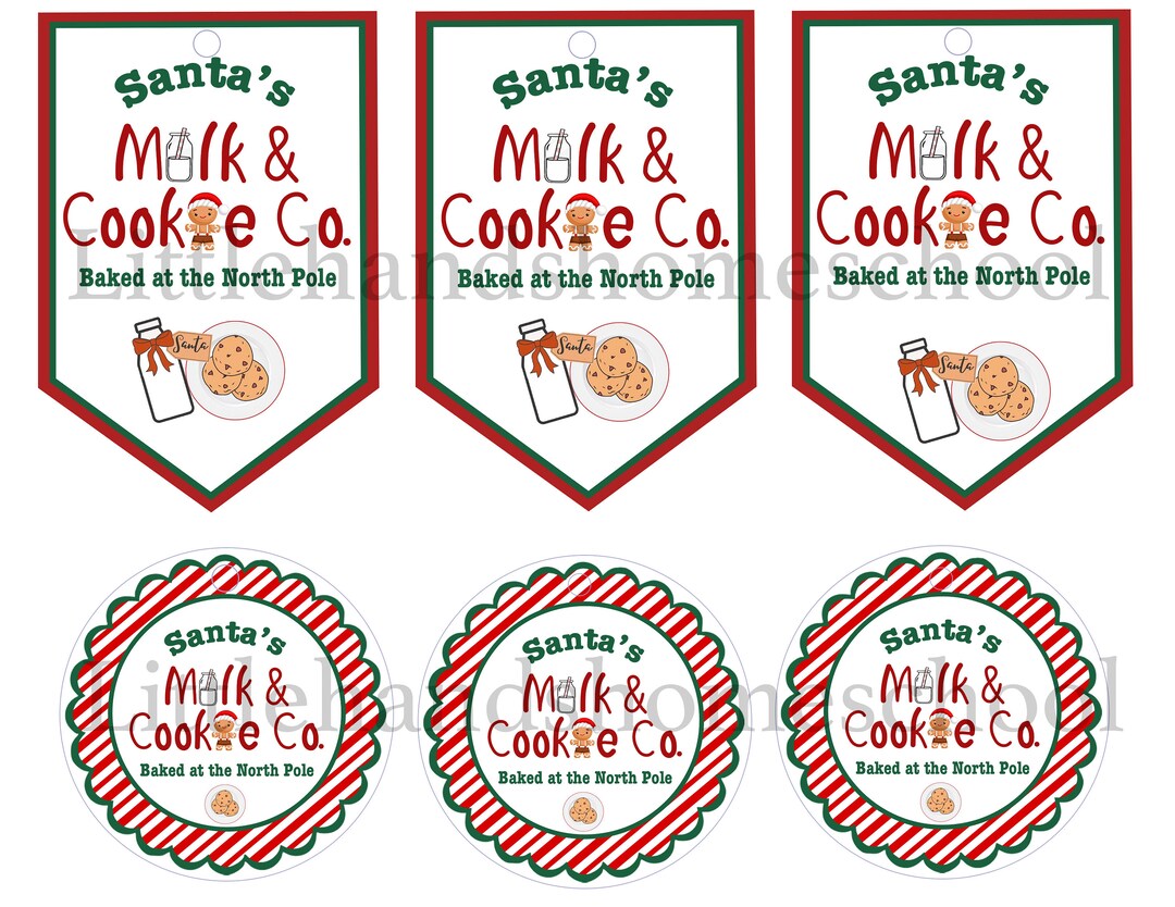 Santa Elf Milk and Cookies Gift Tag, Cookies and Milk Tag, Elf Tag, Elf ...