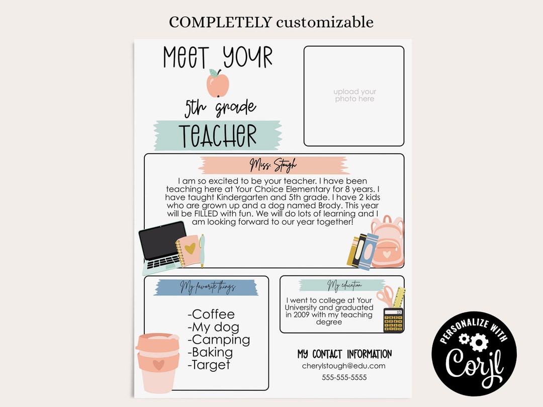 Printable All About Your Teacher-teacher About Me - Etsy