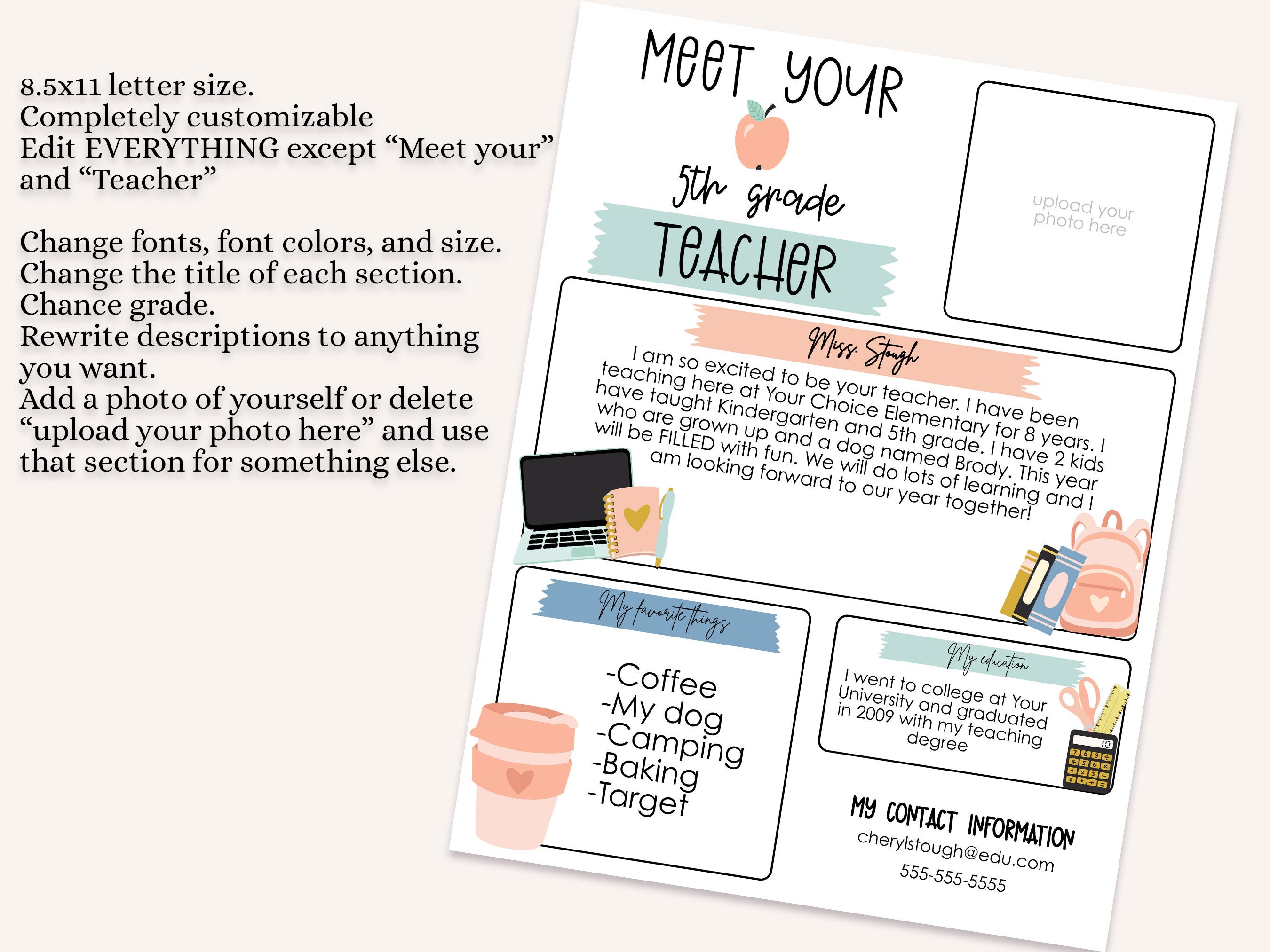 Printable All About Your Teacher-teacher About Me - Etsy