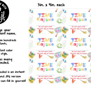 Time Capsule-first Day of School - Etsy