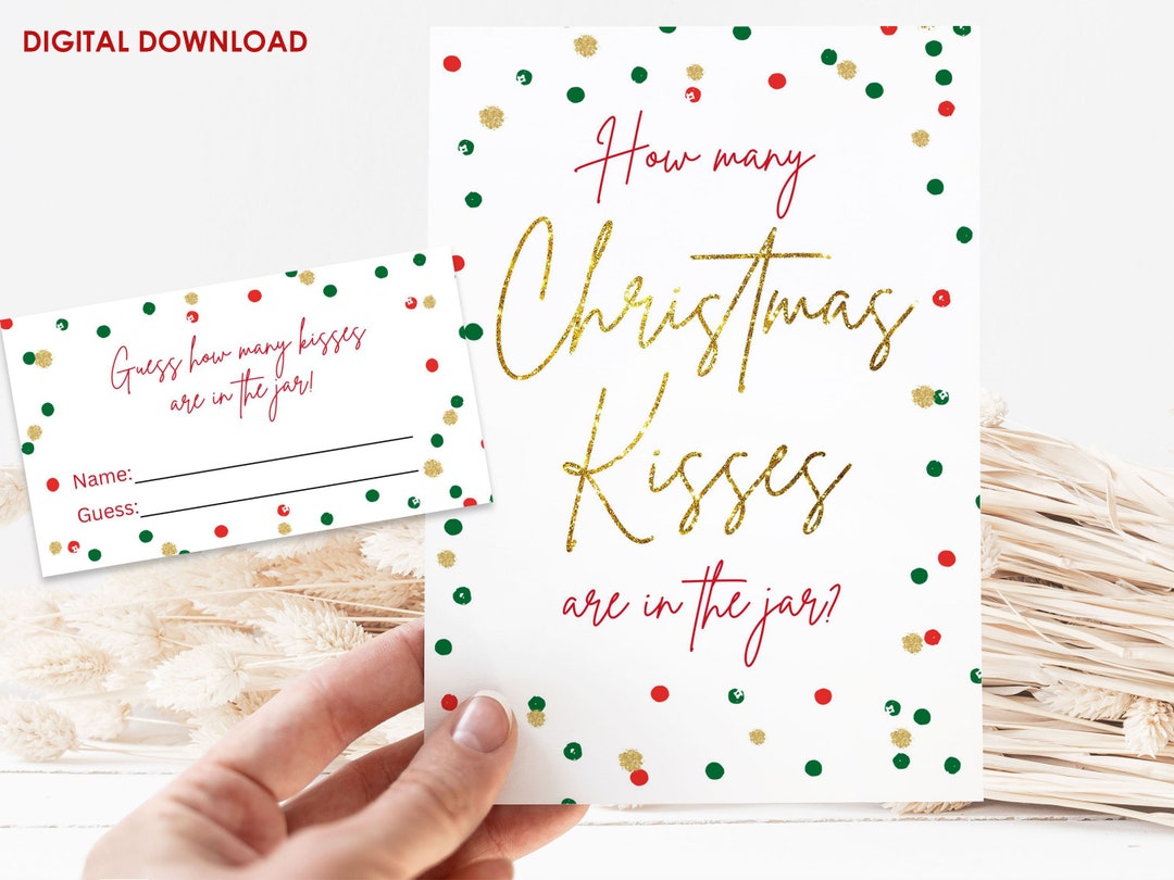 Christmas Game Christmas Activity How Many Christmas Kisses in the Jar ...