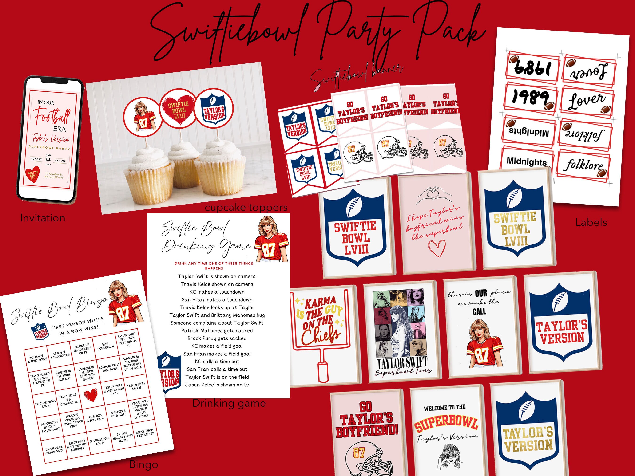 Taylor Swift Swiftiebowl Party Banner Taylor Swift Banner T Swift Party ...