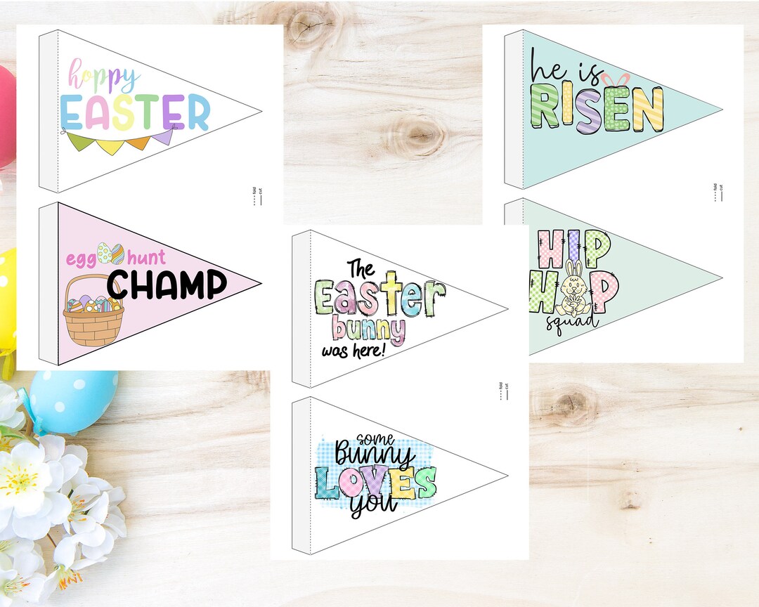 Easter Egg Hunt Easter Basket Easter Bunny Pennant Flags - Etsy UK