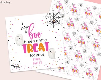 Halloween Gift Tag Printable Boo Here's a Treat for You Favor Tag - Etsy