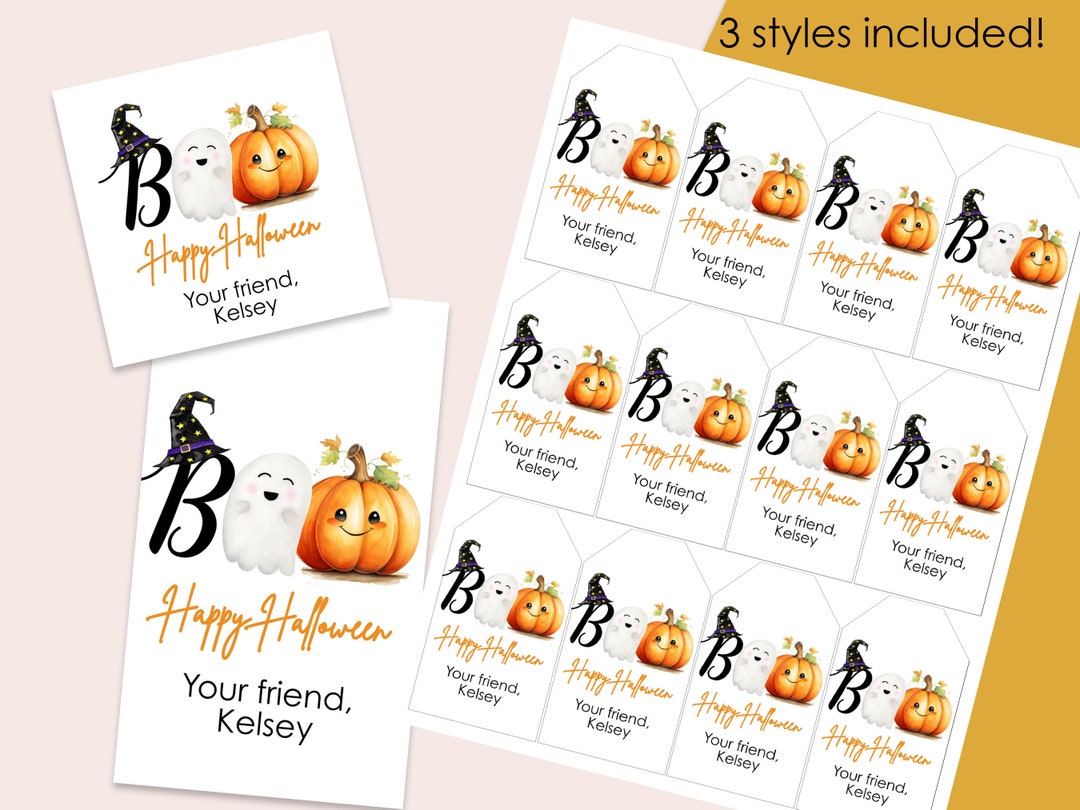Happy Halloween Gift Tag-boo Tag Printable Editable Halloween Tag - Etsy