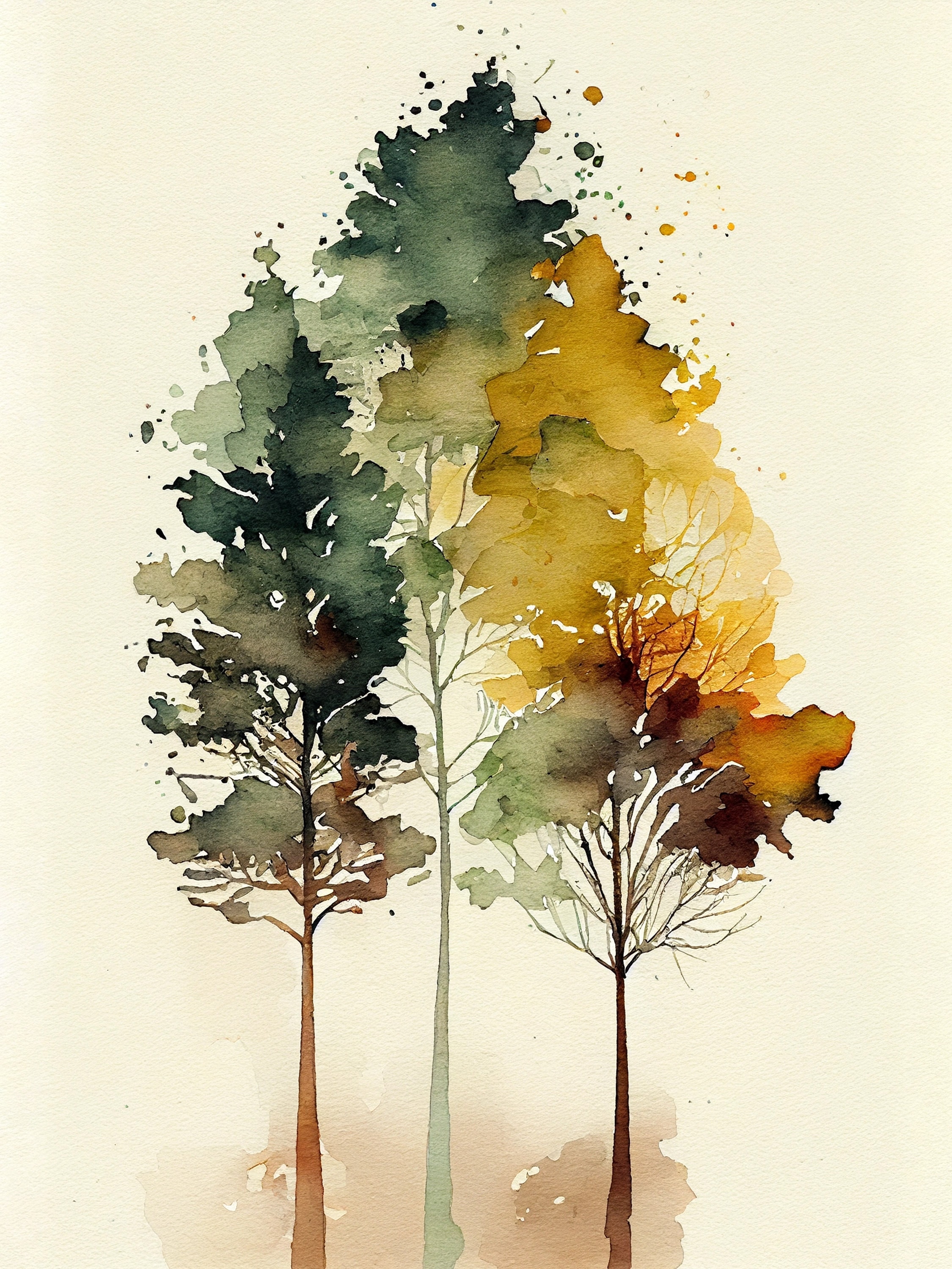 Watercolor Trees Digital Print - Etsy