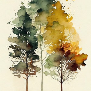 Watercolor Trees Digital Print - Etsy
