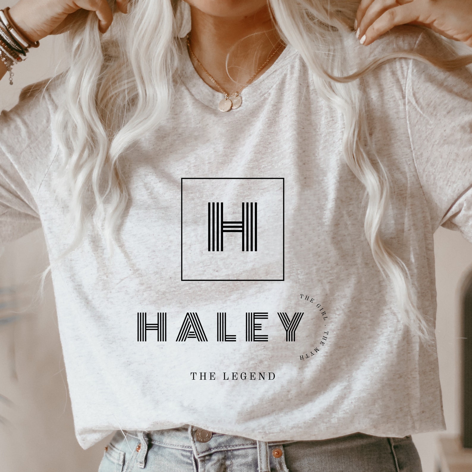 Haley, Haley T-shirt, Haley Tee, Ash T-shirt, Customized T-shirt, Haley ...