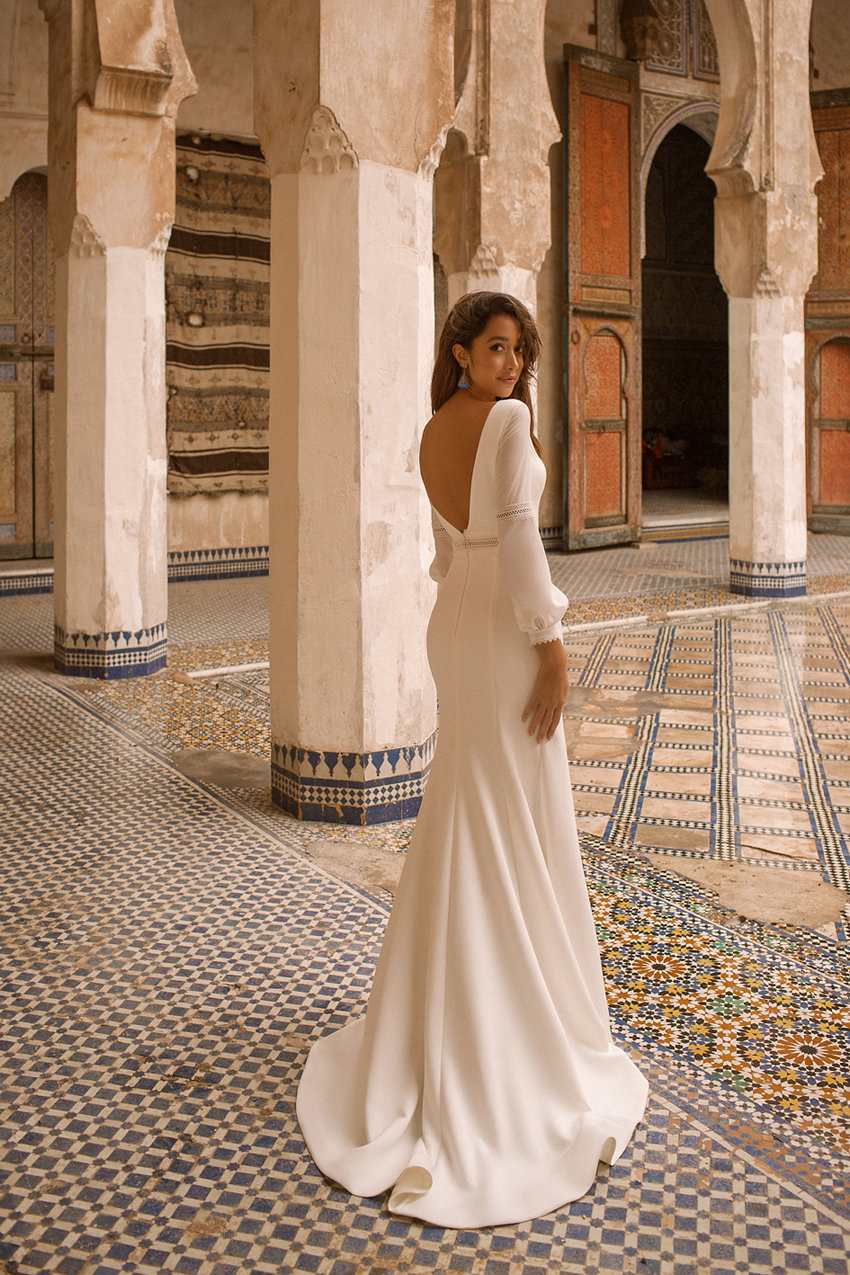 Autumn Wedding Dress Long Sleeves Elegant Bridal Dress Bohemian Wedding ...