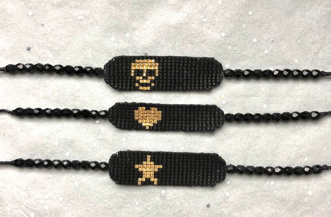 Alvida Bracelet Skull, Heart or Star in Miyuki Beads - Etsy