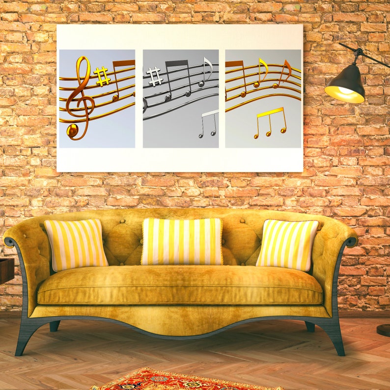 3 Piece Music Notes Wall Art, Music, Notes, Digital Download - Etsy