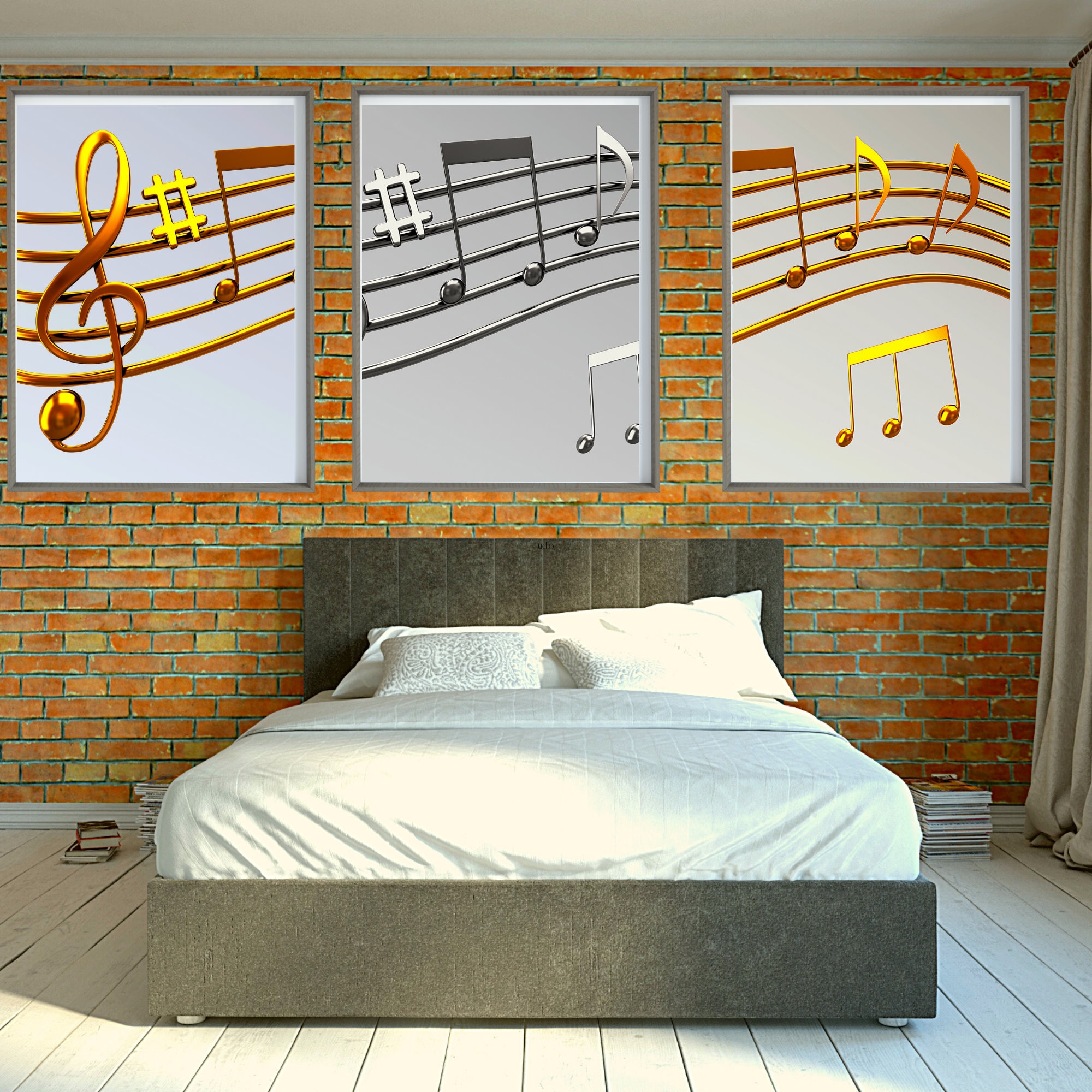 3 Piece Music Notes Wall Art, Music, Notes, Digital Download - Etsy
