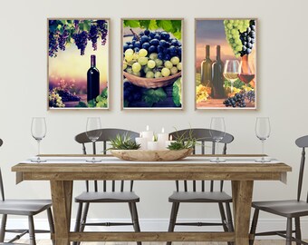 Wine and Grape Wall Art - Etsy