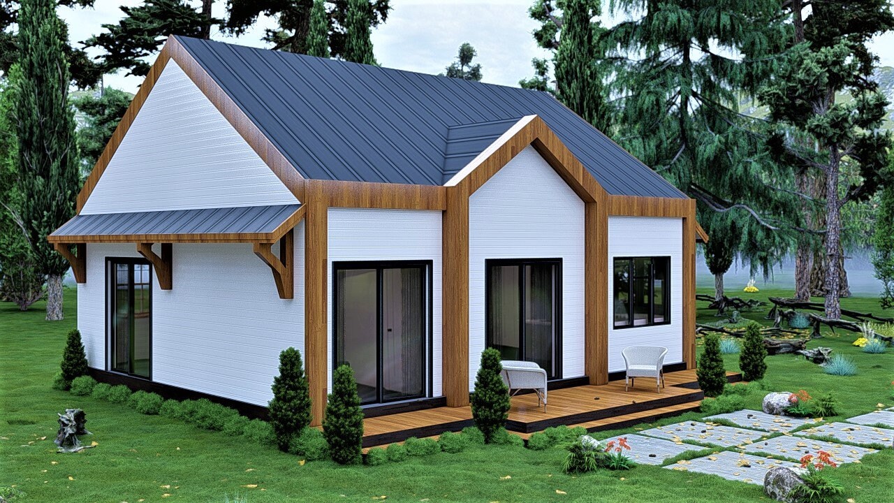 Custom Modern Tiny Contemporary House Plan 2 Bedroom & 1 Bath - Etsy