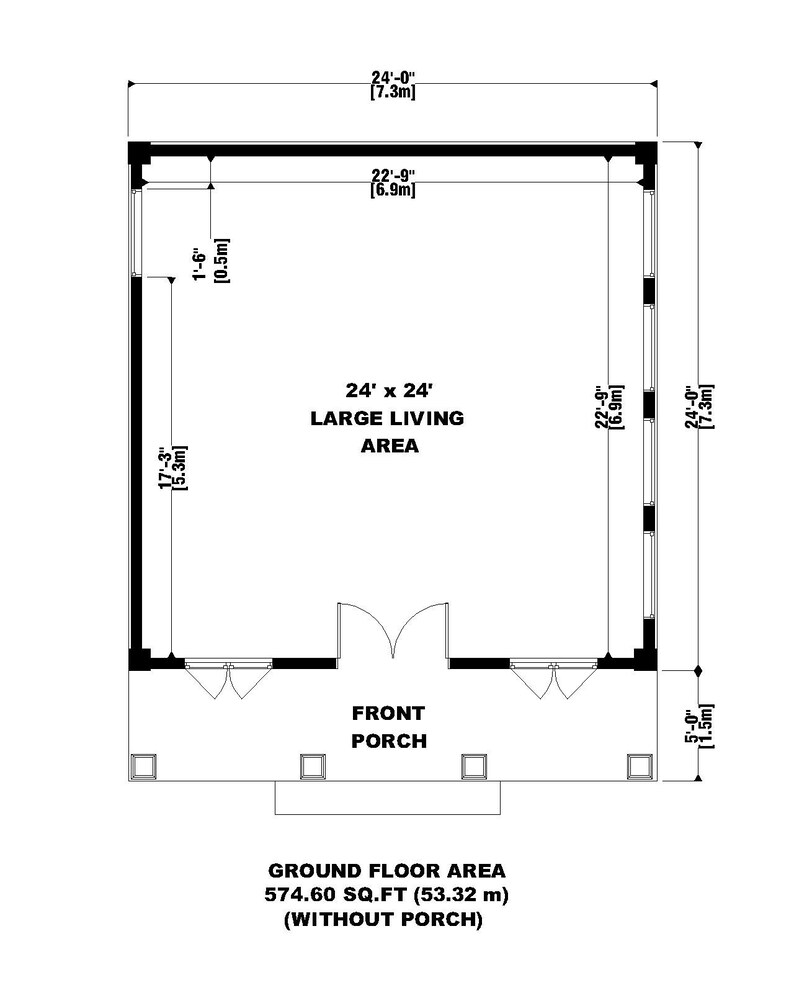 Custom Modern 574 Sq.ft Studio Plan With Original CAD File - Etsy