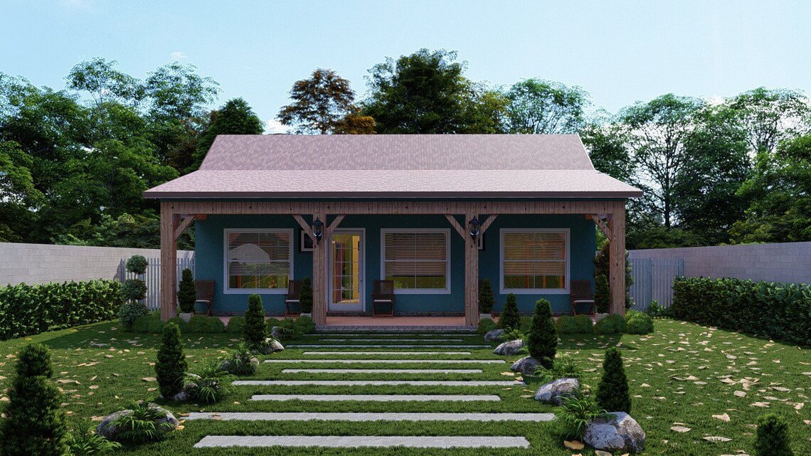 2 Bedroom & 2 Bathroom Traditional House Plan With Free - Etsy