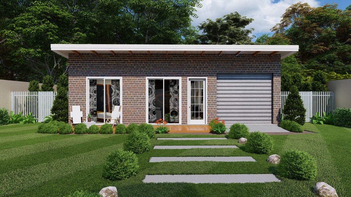 Custom Modern Flat Roof Tiny House Plans 2 Bed Room 1 Bath - Etsy