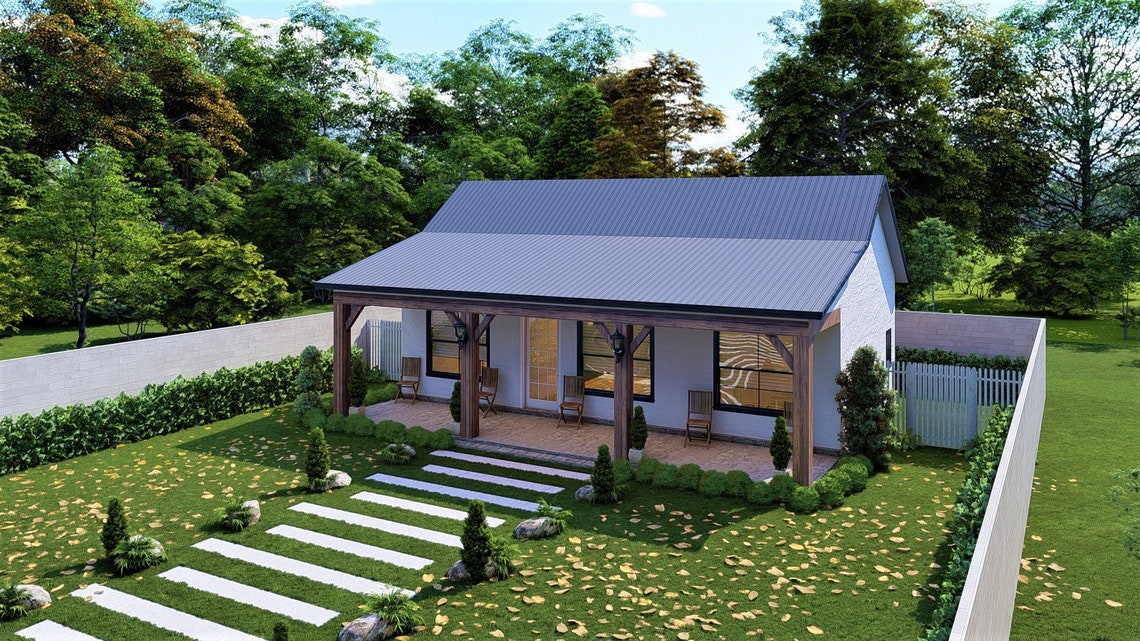 Modern Tiny House Plans 2 Bedroom & 2 Bathroom With Free - Etsy