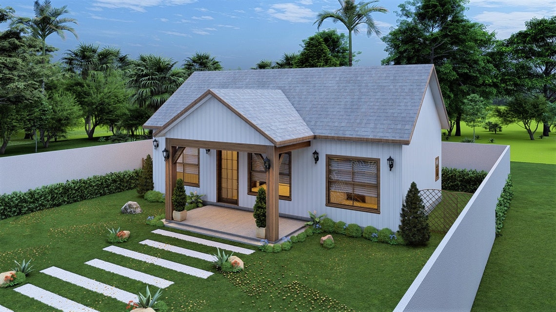 Custom Modern Tiny Cottage House Plans 2 Bedroom & 2 Bathroom - Etsy