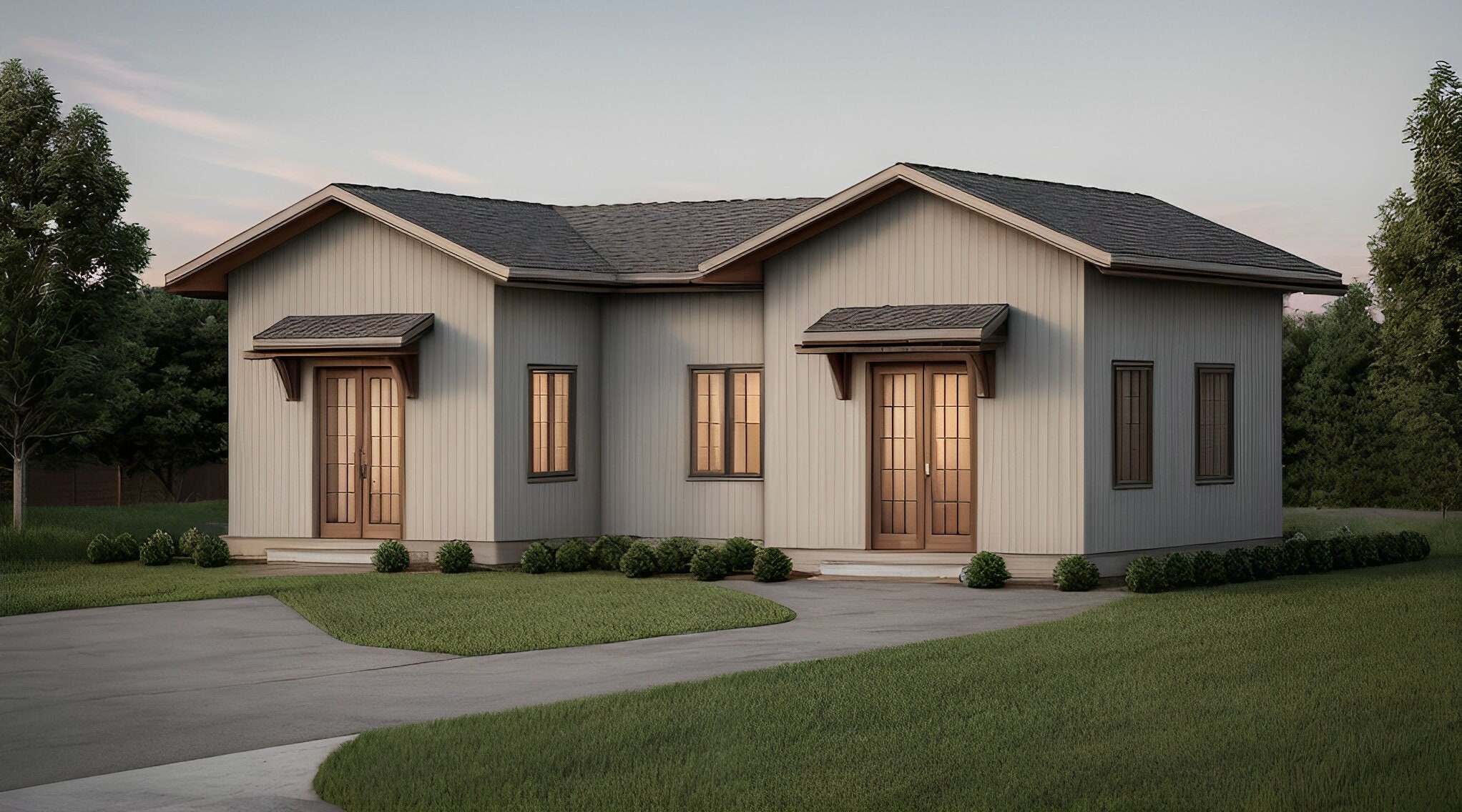 Modern Semi Detached House Plan 2 Bedroom & 2 Bath Room With Original ...