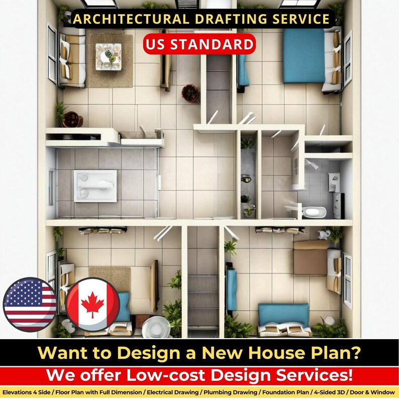 Modern House Plans Drafting With 2D-3D Visualization Services - Etsy