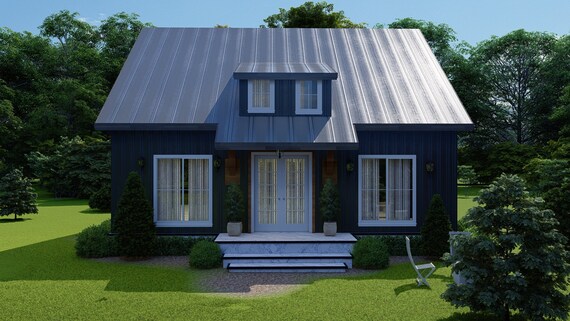 Custom Traditional Tiny House Plan 2 Bedroom & 1 Bathroom With - Etsy