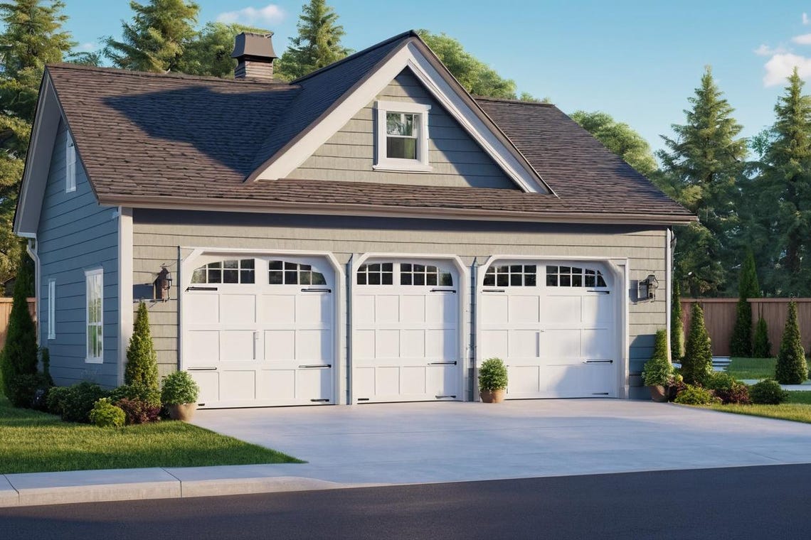 Custom 3 Car Garage Plan With CAD and PDF File - Etsy UK