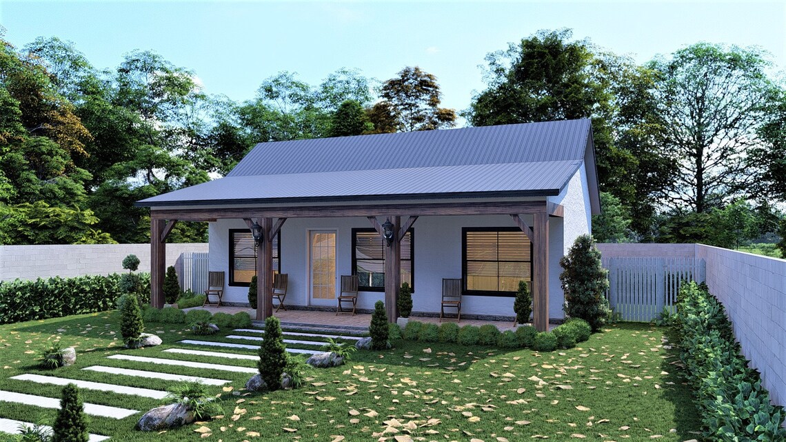 Modern Tiny House Plans 2 Bedroom & 2 Bathroom With Free - Etsy