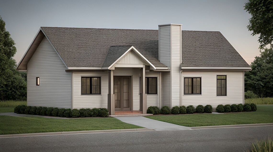 Custom Modern Craftsman House Plan 3 Bedroom & 2 Bath Room With ...