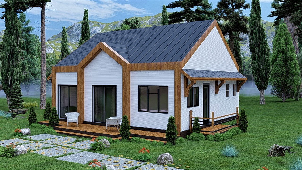 Custom Modern Tiny Contemporary House Plan 2 Bedroom & 1 Bath - Etsy