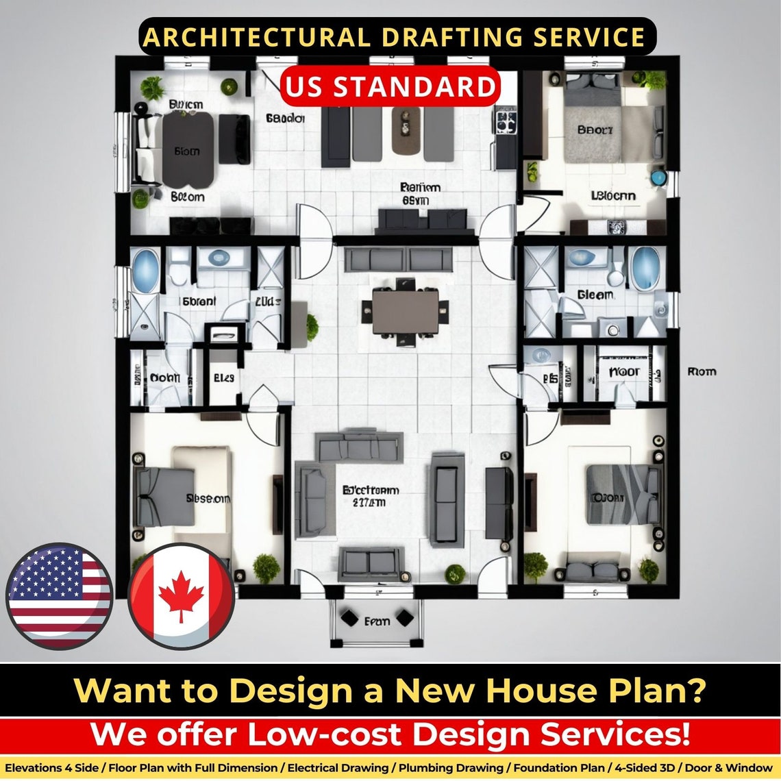 Custom Modern House Plans & 2D-3D Architectural Visualization Services ...