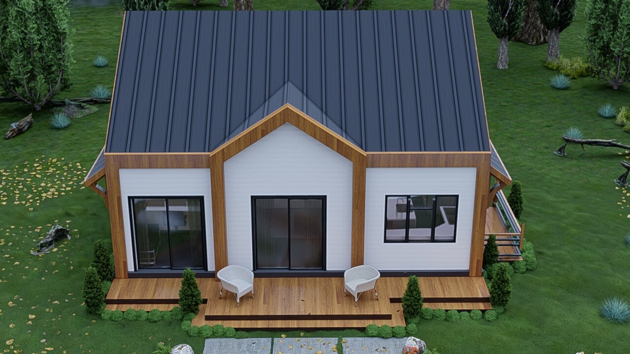 Custom Modern Tiny Contemporary House Plan 2 Bedroom & 1 Bath - Etsy