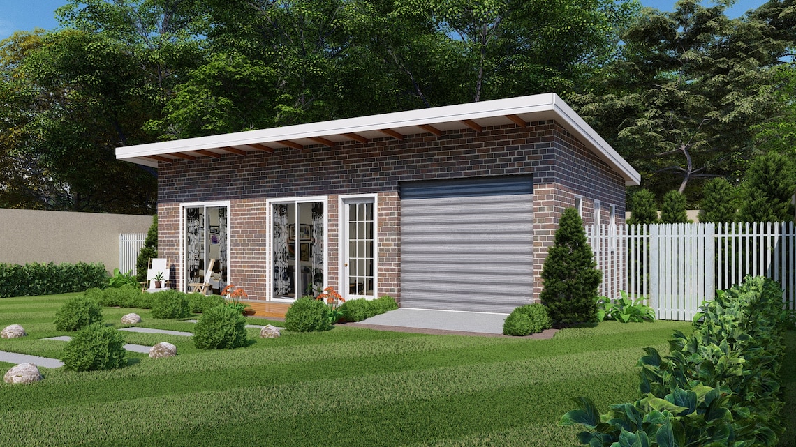 Custom Modern Flat Roof Tiny House Plans 2 Bed Room 1 Bath - Etsy