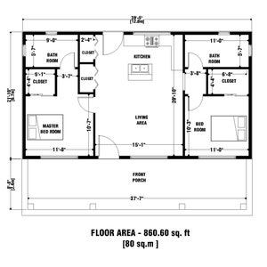 39x21 Custom Tiny House Plan 2 Bedroom, 2 Bathroom With CAD File - Etsy