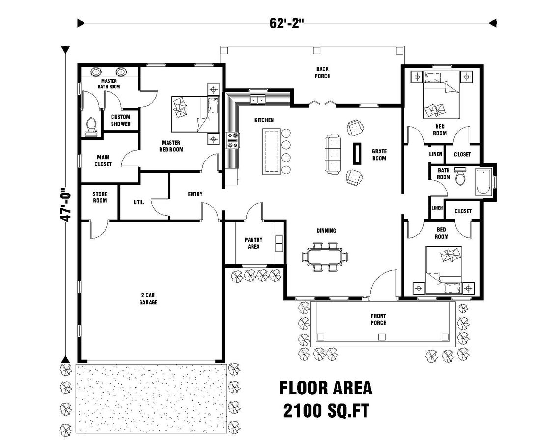 Custom Modern House Plans Cottage Cabin House Plans 2100 - Etsy