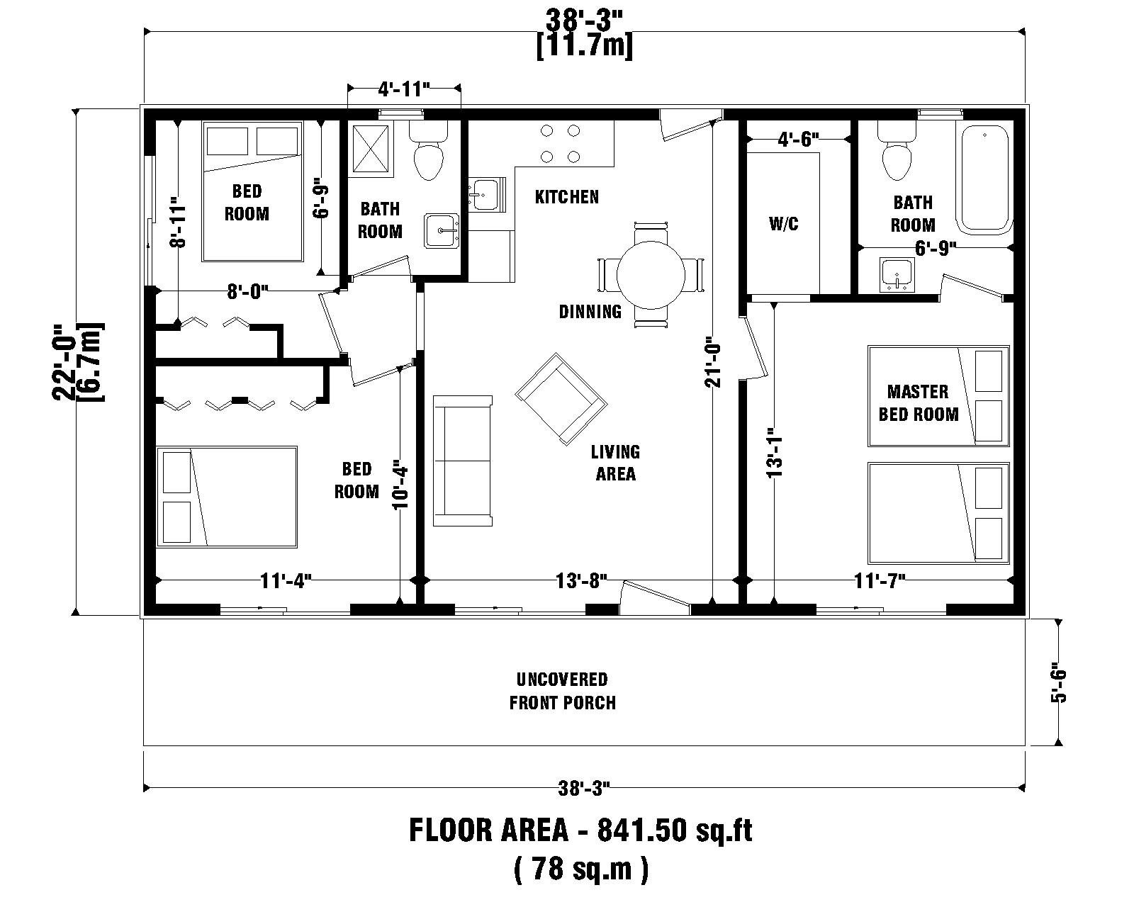 Custom Modern Tiny House Plans 3 Bed Room & 2 Bath Room With - Etsy